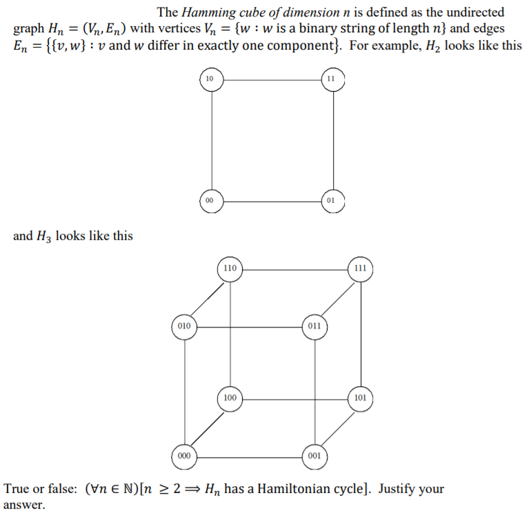 Solved The L The Hamming cube of dimension n is defined as | Chegg.com