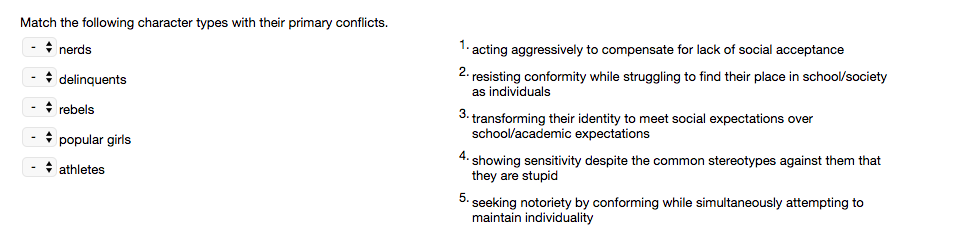 Solved Match the following character types with their | Chegg.com