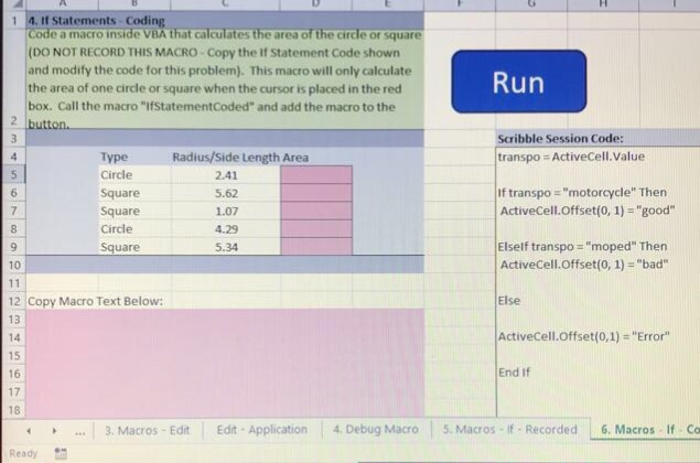 4 If Statements Coding Code A Macro Inside Vba 1128