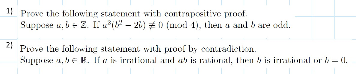 Solved 1) Prove the following statement with contrapositive | Chegg.com