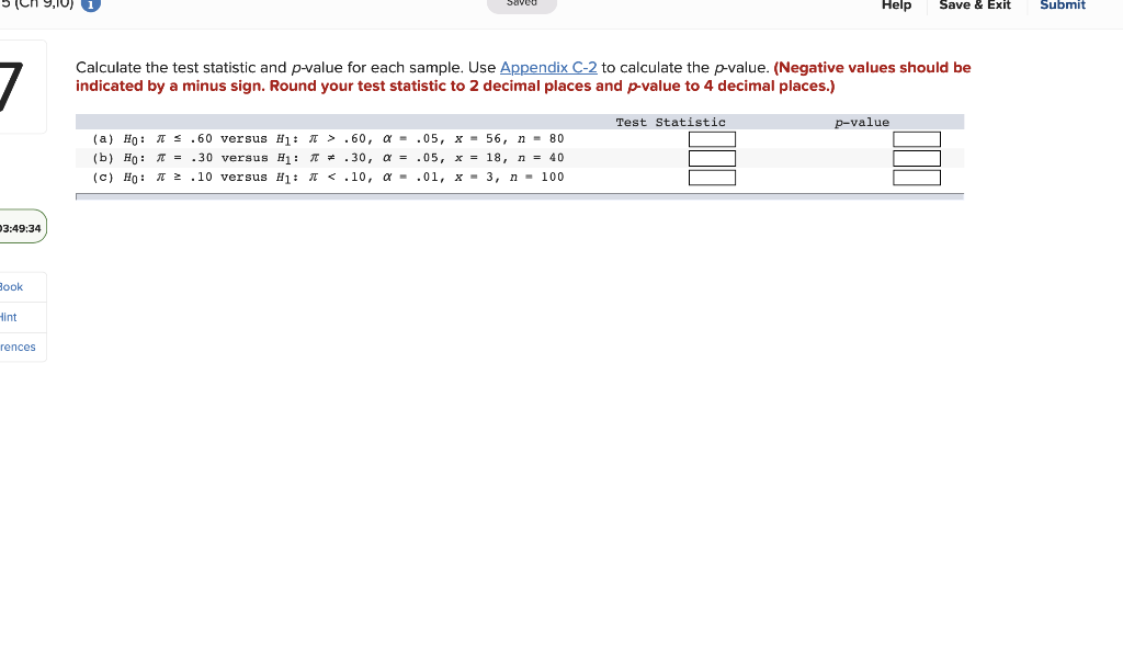 Solved 5 CH 9,IU) 1 Saveu Help Save & Exit Submit Calculate | Chegg.com