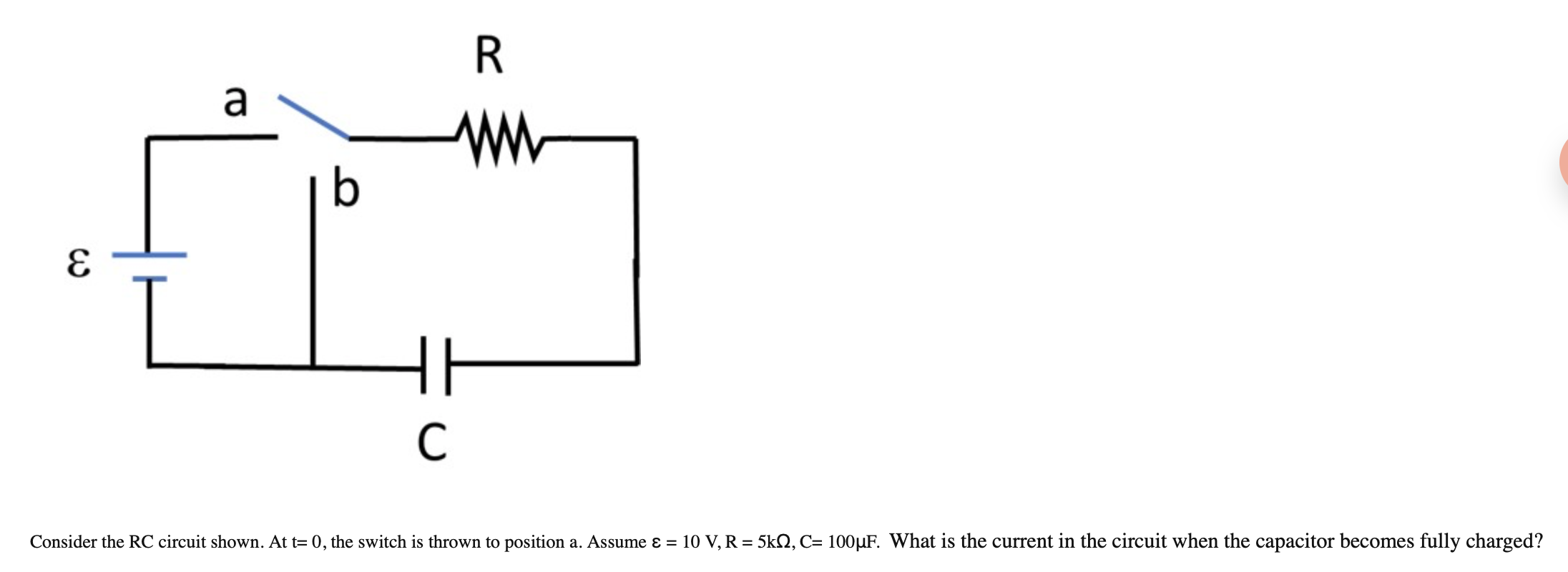Solved Consider the RC circuit shown. At t=0, the switch is | Chegg.com