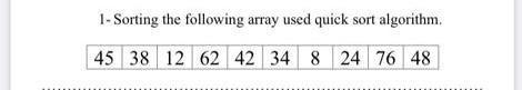 Solved 1- Sorting the following array used quick sort | Chegg.com
