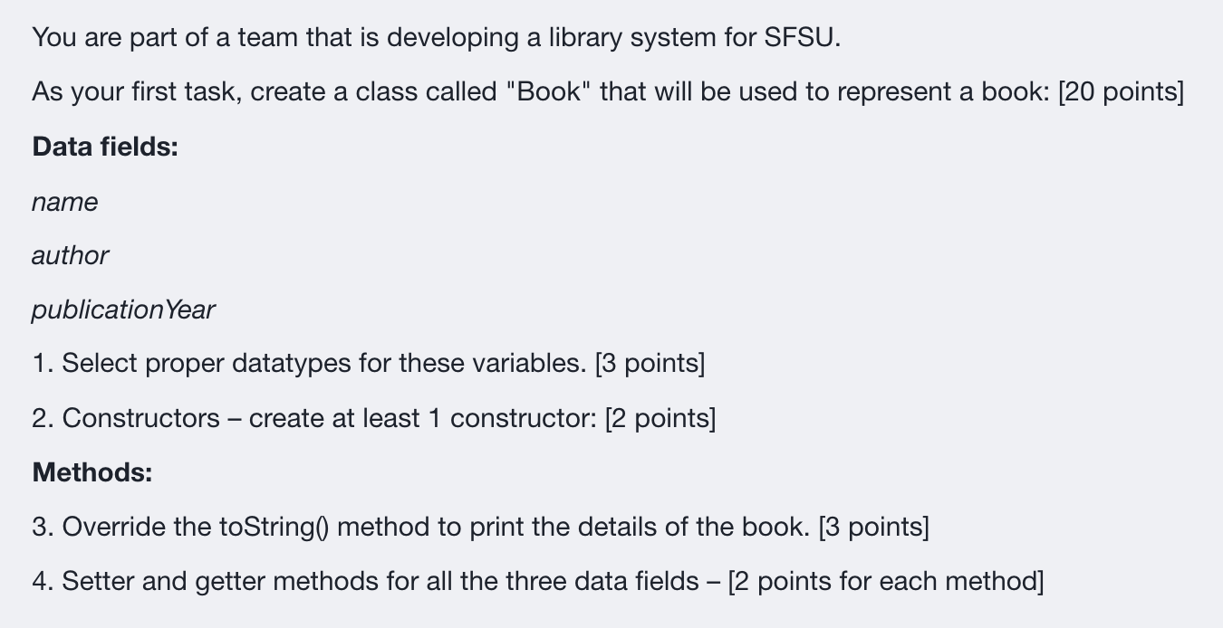 Solved You are part of a team that is developing a library | Chegg.com