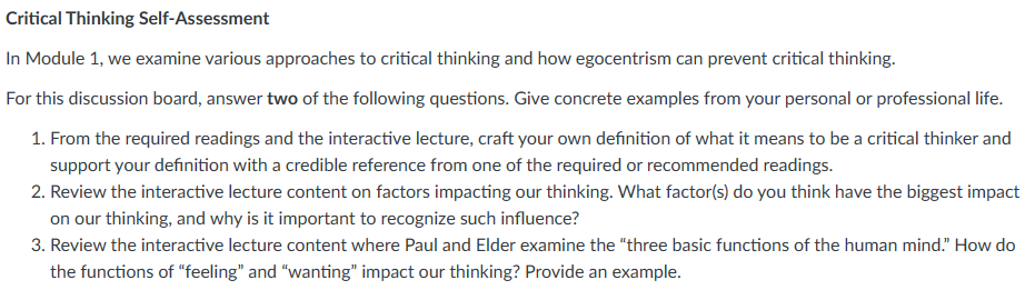 Module 1, we examine various approaches to critical | Chegg.com