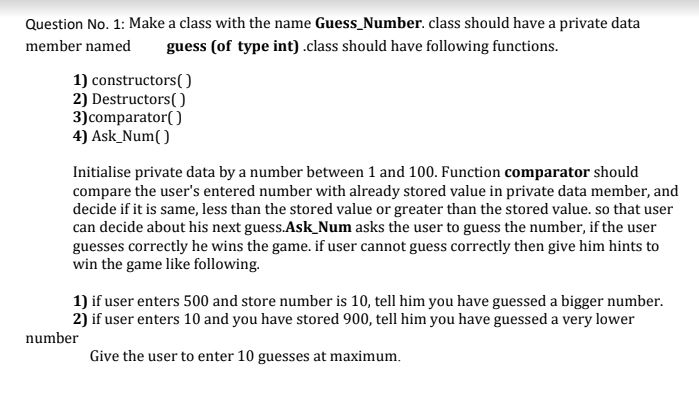 Solved Question No 1 Make A Class With The Name