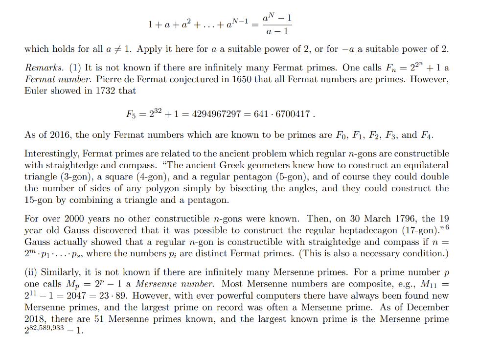 Solved (6) Fermat“ primes and Mersenne primes. A prime p is | Chegg.com