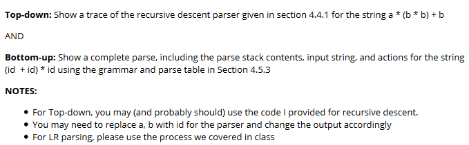 Solved Top-down: Show a trace of the recursive descent | Chegg.com