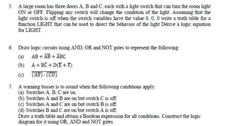 Solved 5. A large room has three doors A,B and C, each with | Chegg.com