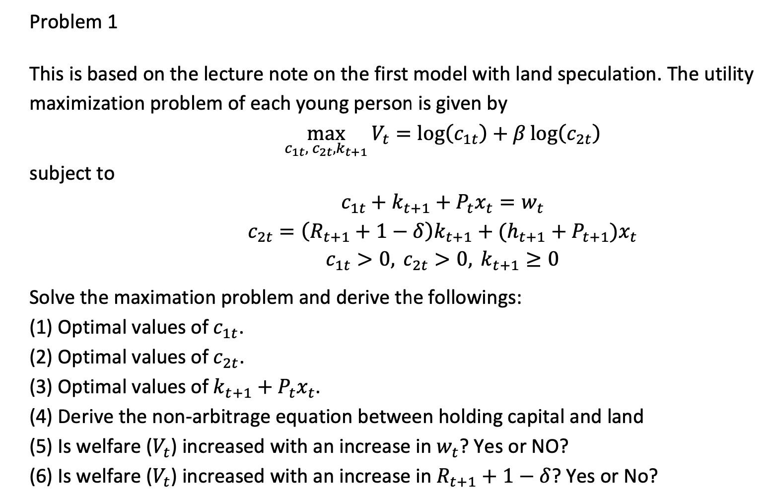 This is based on the lecture note on the first model | Chegg.com