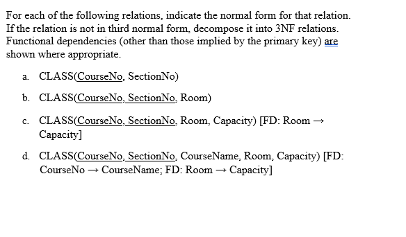 Solved For each of the following relations, indicate the | Chegg.com