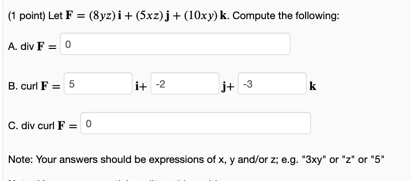 Solved Problem 12 1 Point Let F X Y Z 3z2 Xi 6