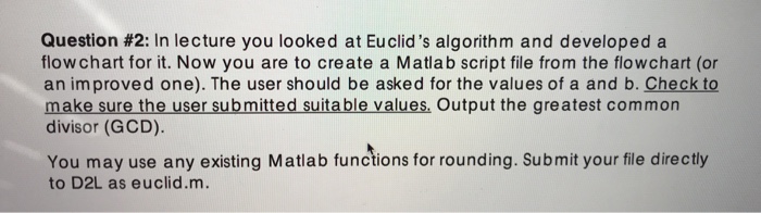 Solved Question #2: In lecture you looked at Euclid's | Chegg.com