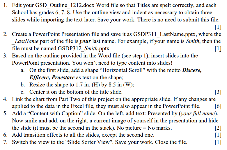 1. Edit your GSD_Outline_1212.docx Word file so that | Chegg.com