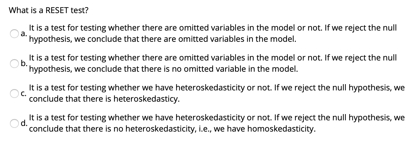 Solved What is a RESET test? a. It is a test for testing | Chegg.com