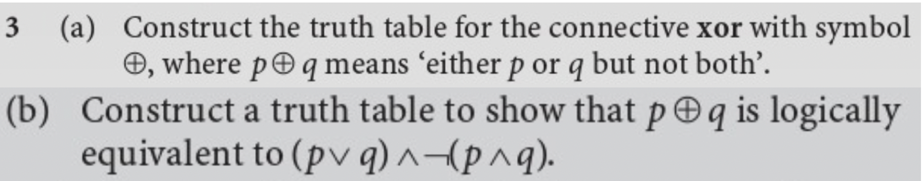Solved 3 (a) Construct the truth table for the connective | Chegg.com