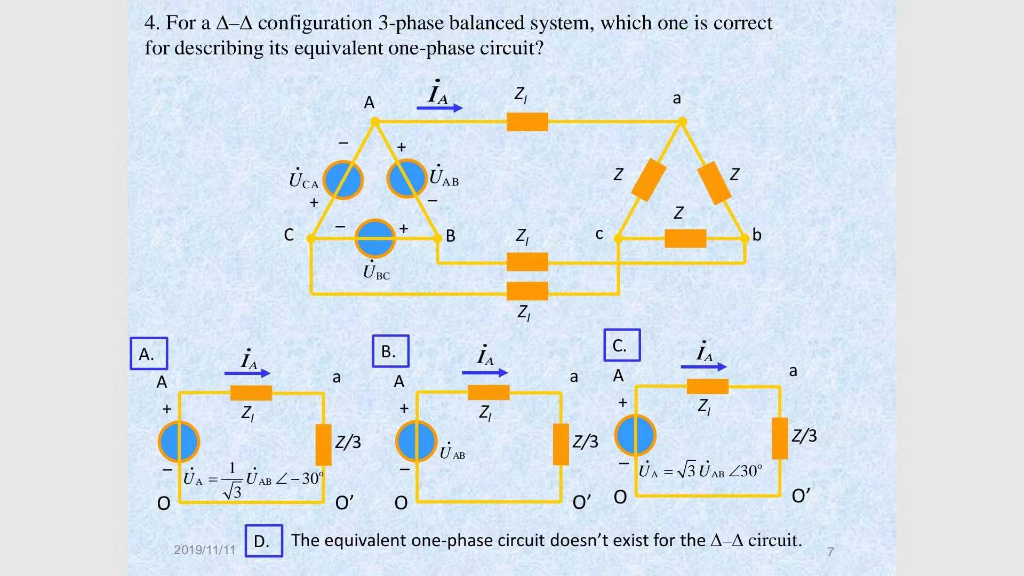 Solved 4. For a A-A configuration 3-phase balanced system, | Chegg.com