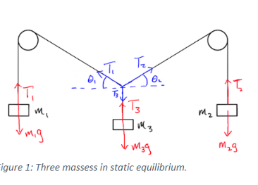 Solved The 3 weights are in static equilibrium M1 has a | Chegg.com