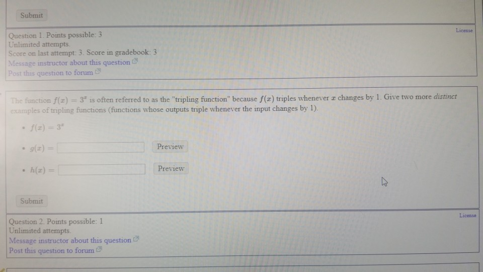 Solved Submit License Question 1. Points possible: 3 | Chegg.com