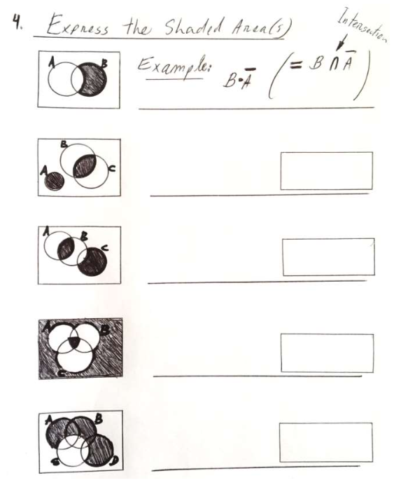 Solved 4. Express the Shaded Areals) Intersection Examples В | Chegg.com