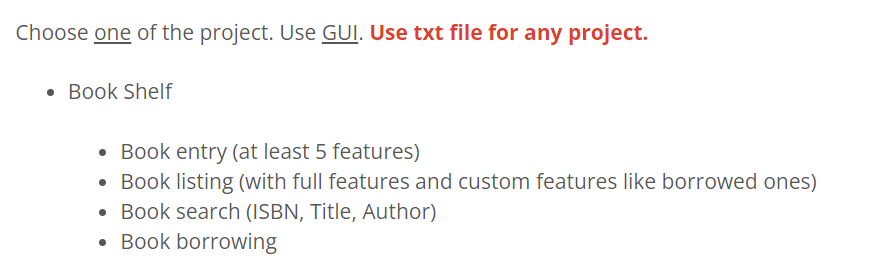 Solved Choose one of the project. Use GUI. Use txt file for | Chegg.com