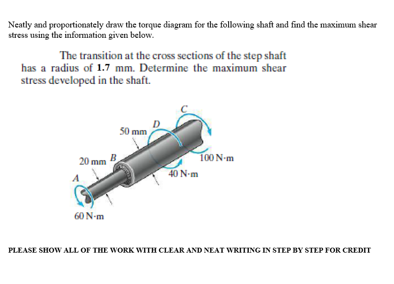 Solved Neatly and proportionately draw the torque diagram | Chegg.com