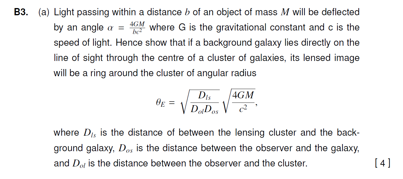 B3. (a) ﻿Light passing within a distance b of an | Chegg.com