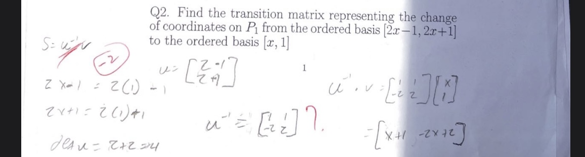 Solved Q2. Find the transition matrix representing the | Chegg.com