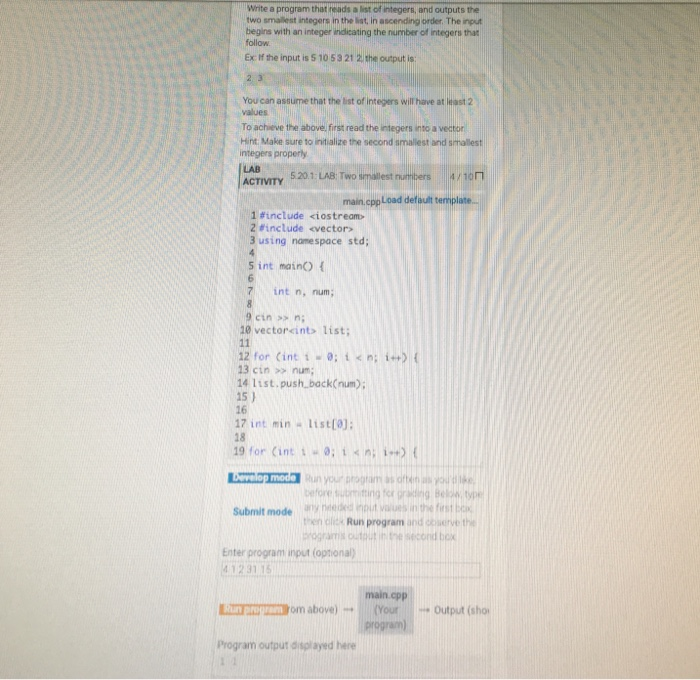 Solved Write Program Reads List Integers Outputs Two Smal