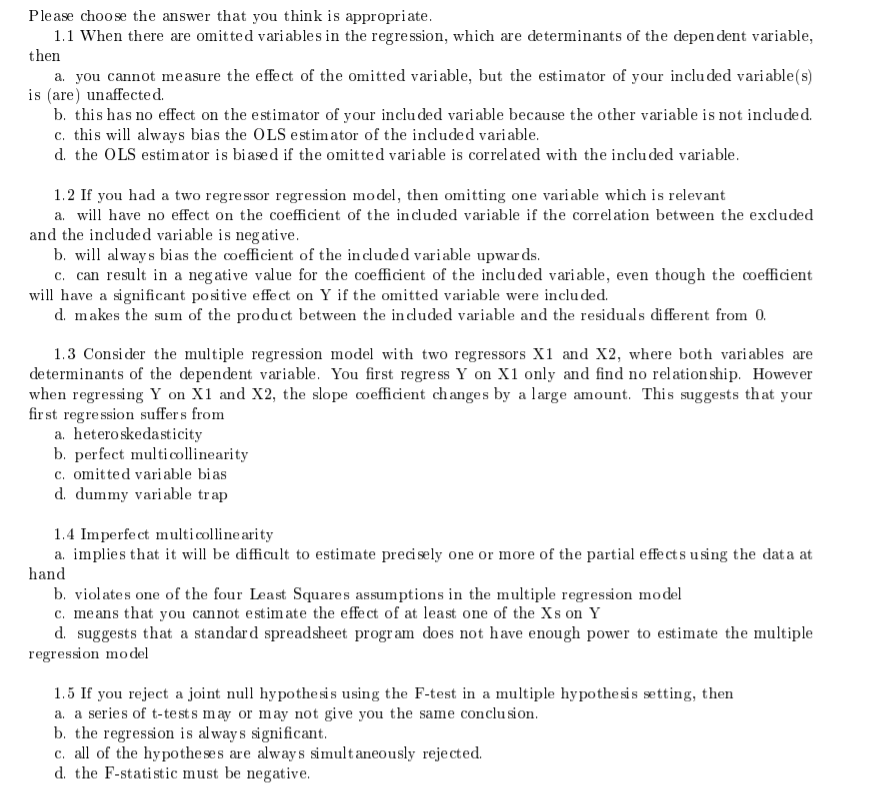Solved Please Choose The Answer That You Think Is 