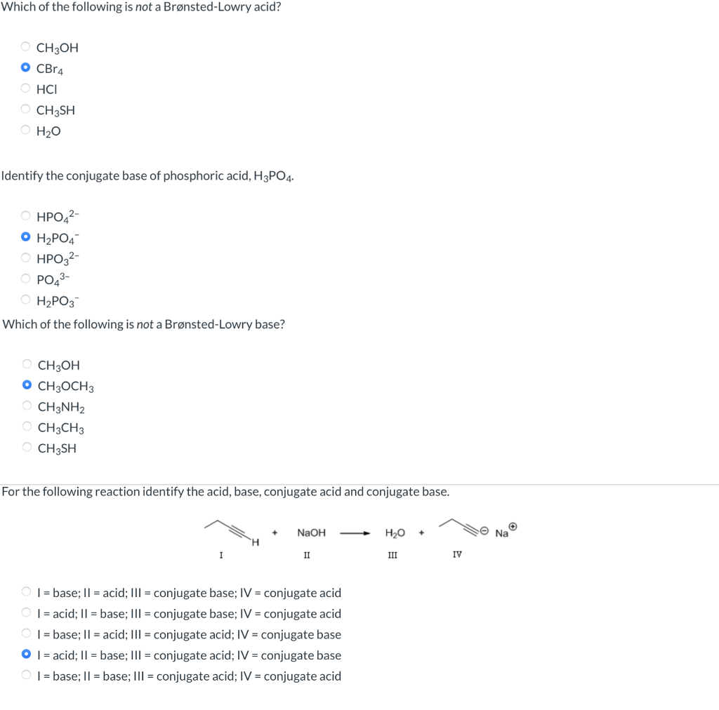 Solved Which of the following is not a Brønsted-Lowry acid? | Chegg.com