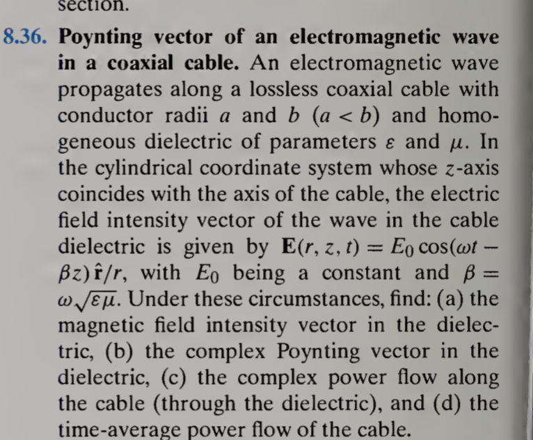 Solved section. 8.36. Poynting vector of an electromagnetic | Chegg.com