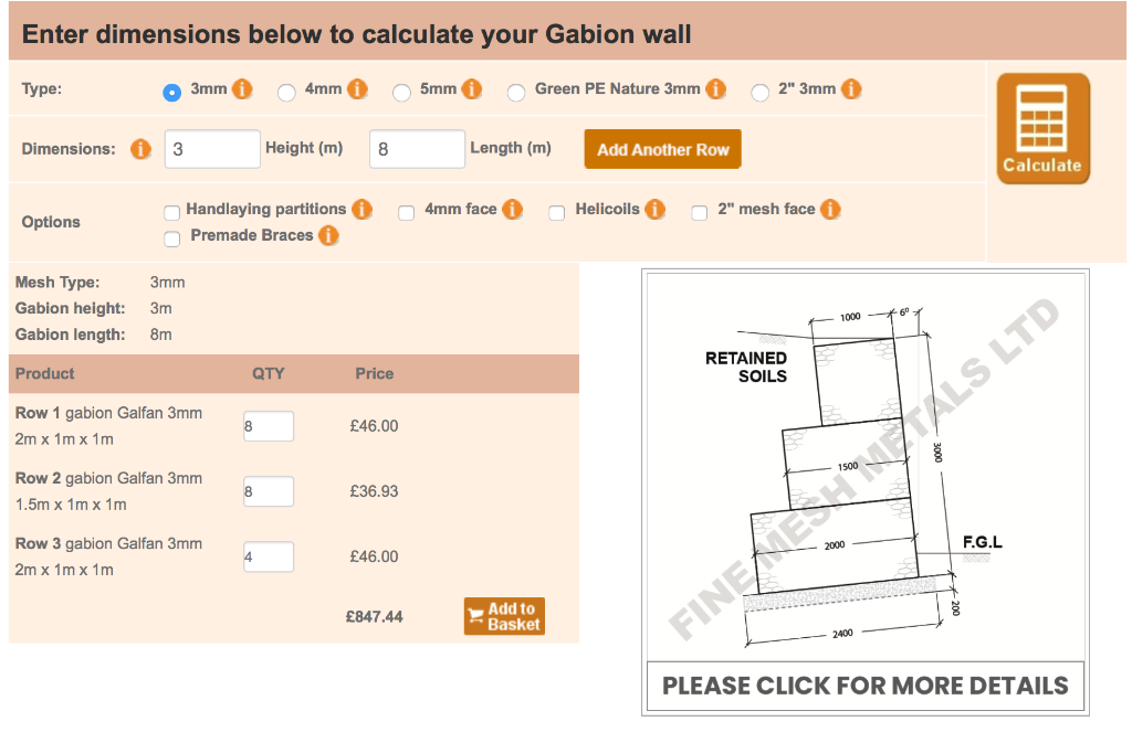 Solved Enter dimensions below to calculate your Gabion wall | Chegg.com