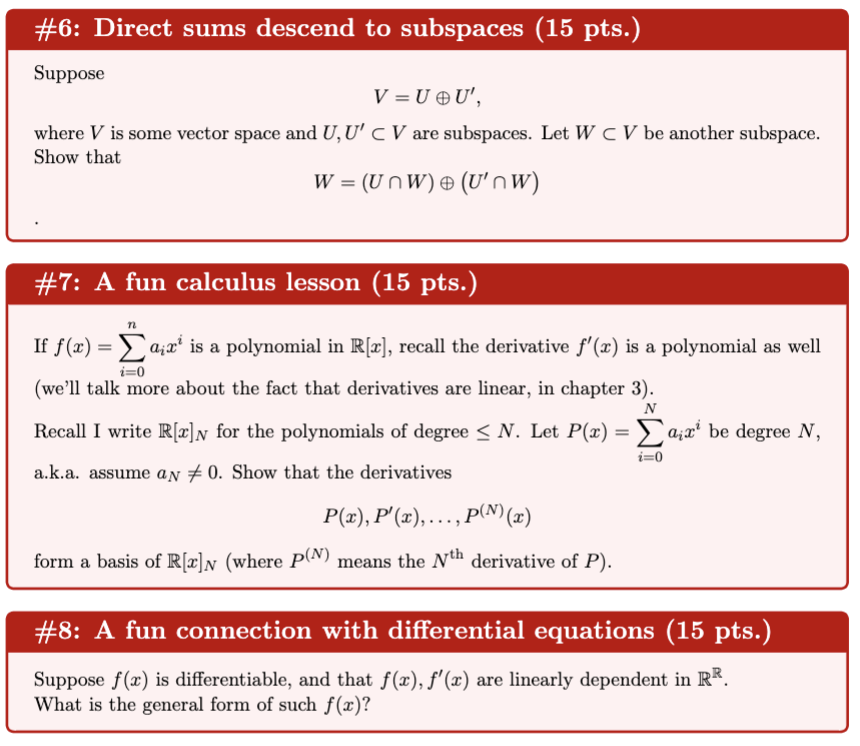 #6: Direct sums descend to subspaces (15 pts.) | Chegg.com