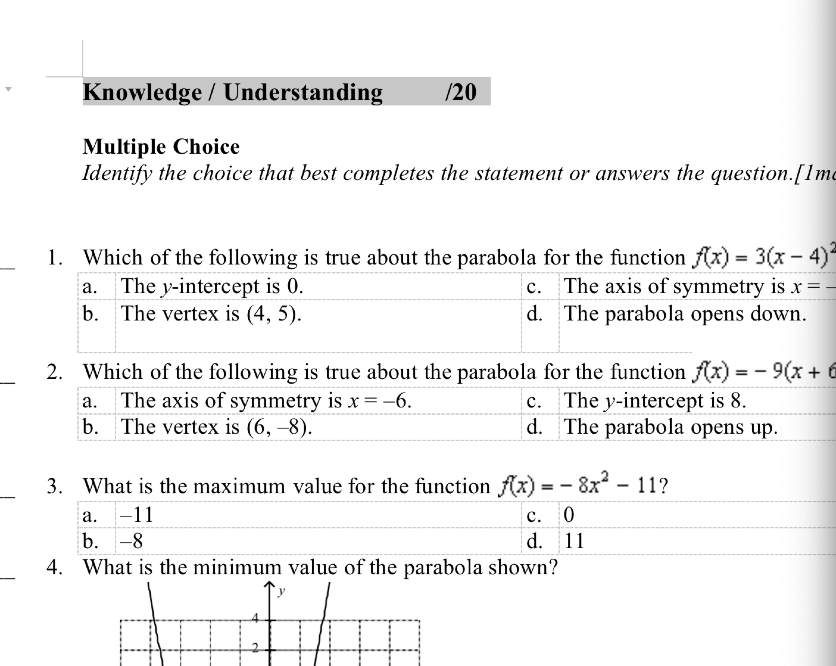 Solved Multiple Choice Identify The Choice That Best