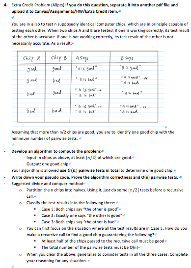 4. Extra Credit Problem (40pts) If you do this | Chegg.com