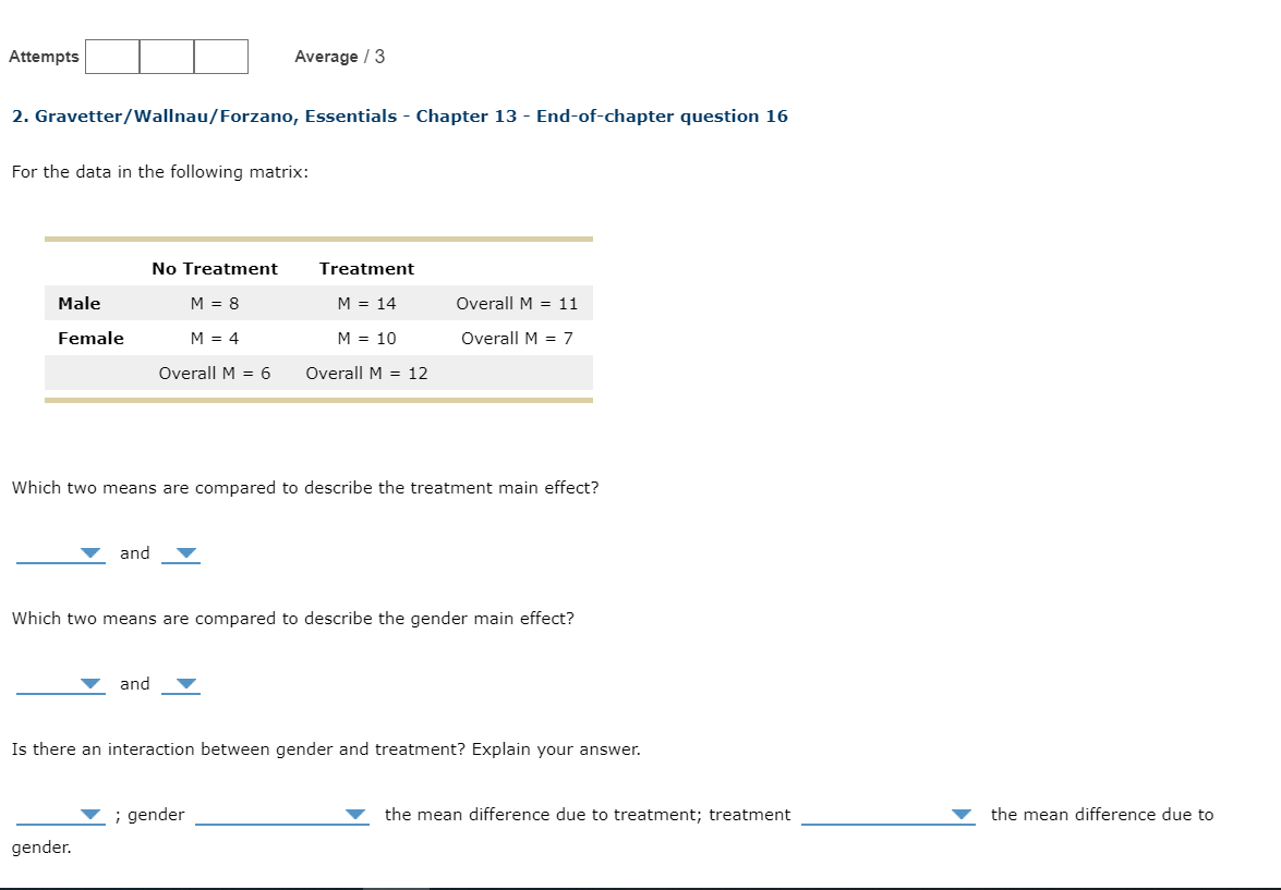 Solved Attempts Average/3 2. Gravetter/Wallnau/Forzano, | Chegg.com