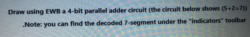Solved Draw using EWB a 4-bit parallel adder circuit (the | Chegg.com