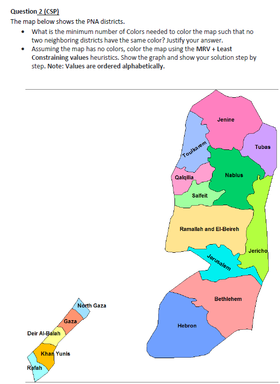 Solved Question 2 (CSP) The map below shows the PNA | Chegg.com
