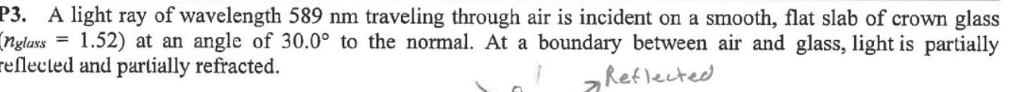 Solved P3. A light ray of wavelength 589 nm traveling | Chegg.com