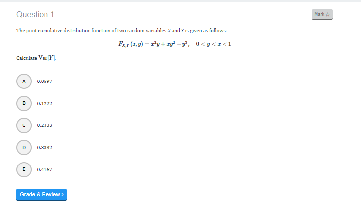 Solved Question 1 The joint cumulative distribution function | Chegg.com