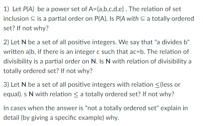 Solved 1) Let P(A) be a power set of A={a,b,c,d,e}. The | Chegg.com