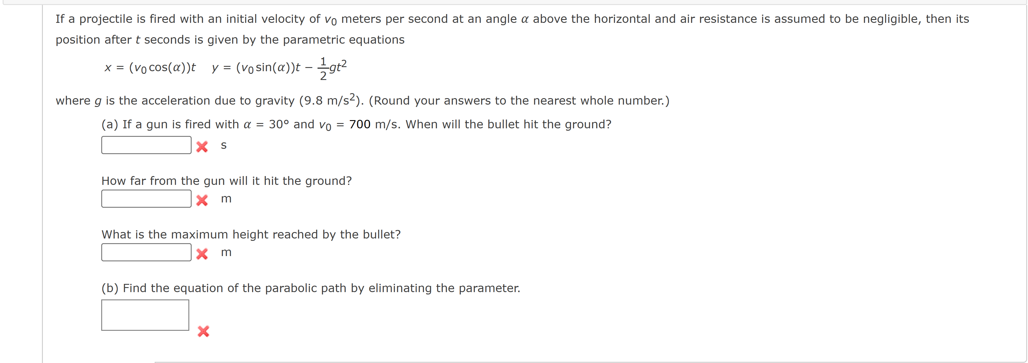 Solved If a projectile is fired with an initial velocity of | Chegg.com