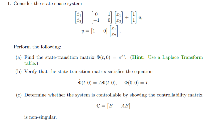Solved (d) Determine whether the system is observable by | Chegg.com