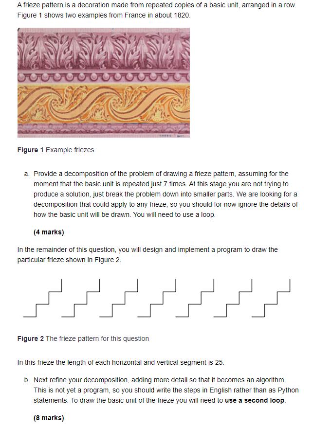 Solved A frieze pattern is a decoration made from repeated | Chegg.com