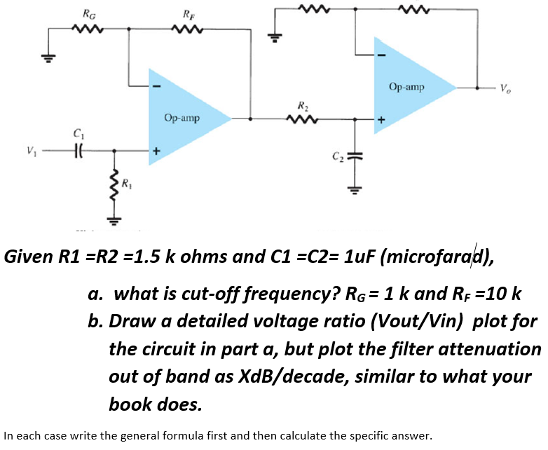 Solved RG RE Op-amp V. R2 Op-amp w C. V 카 + Cz RE Given R1 | Chegg.com