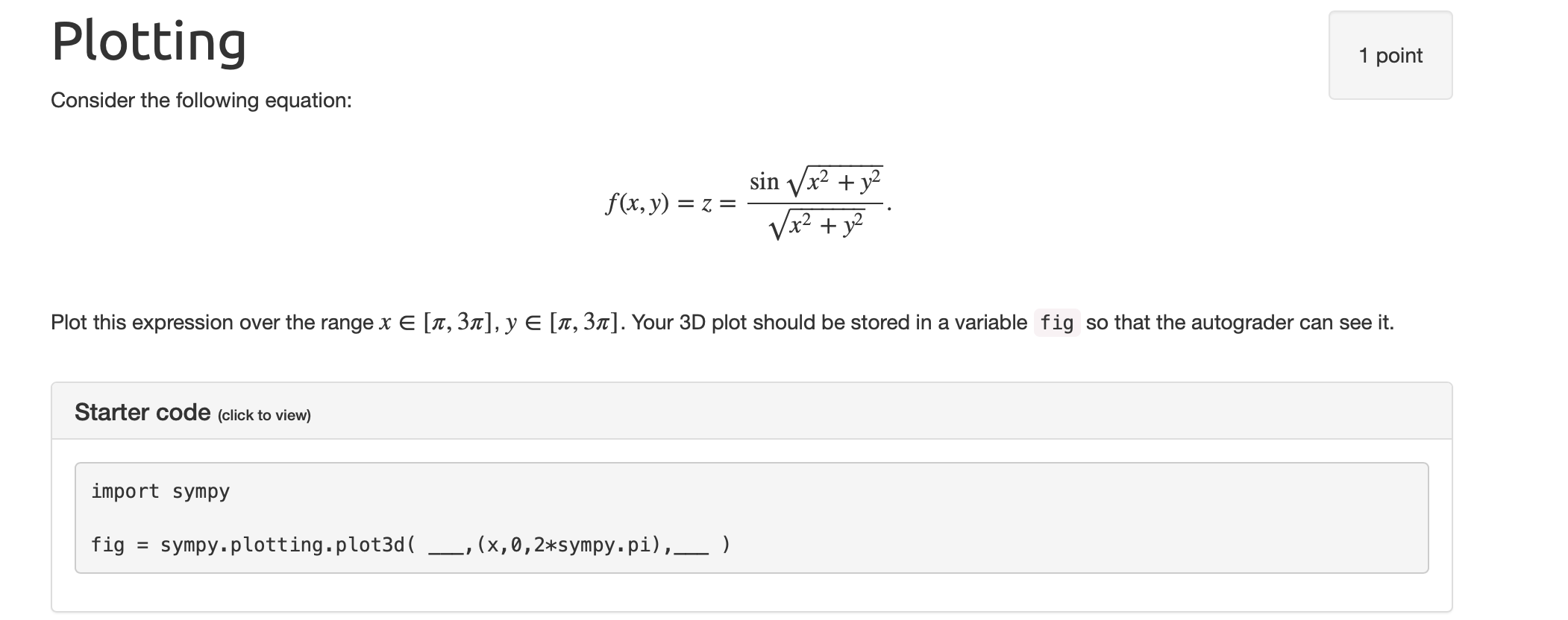 Plotting 1 point Consider the following equation: | Chegg.com