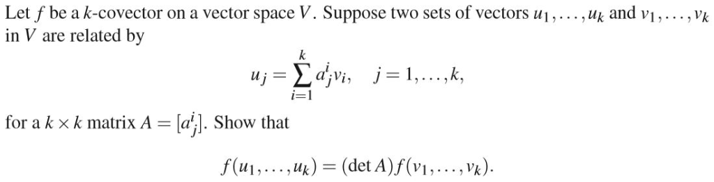 Solved Let f be a k-covector on a vector space V. Suppose | Chegg.com
