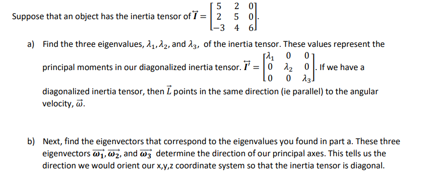 Solved uppose that an object has the inertia tensor of | Chegg.com