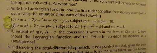 Solved 12.2 Write the Lagrangian function and the first- | Chegg.com